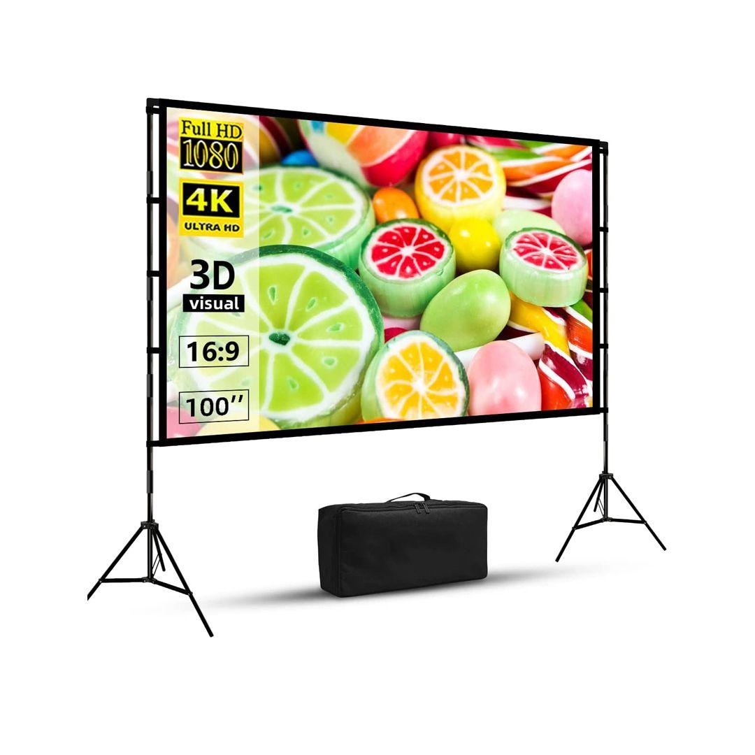 Portable Projector Screen with Stand Lightweight Foldable (100 - 120 ...