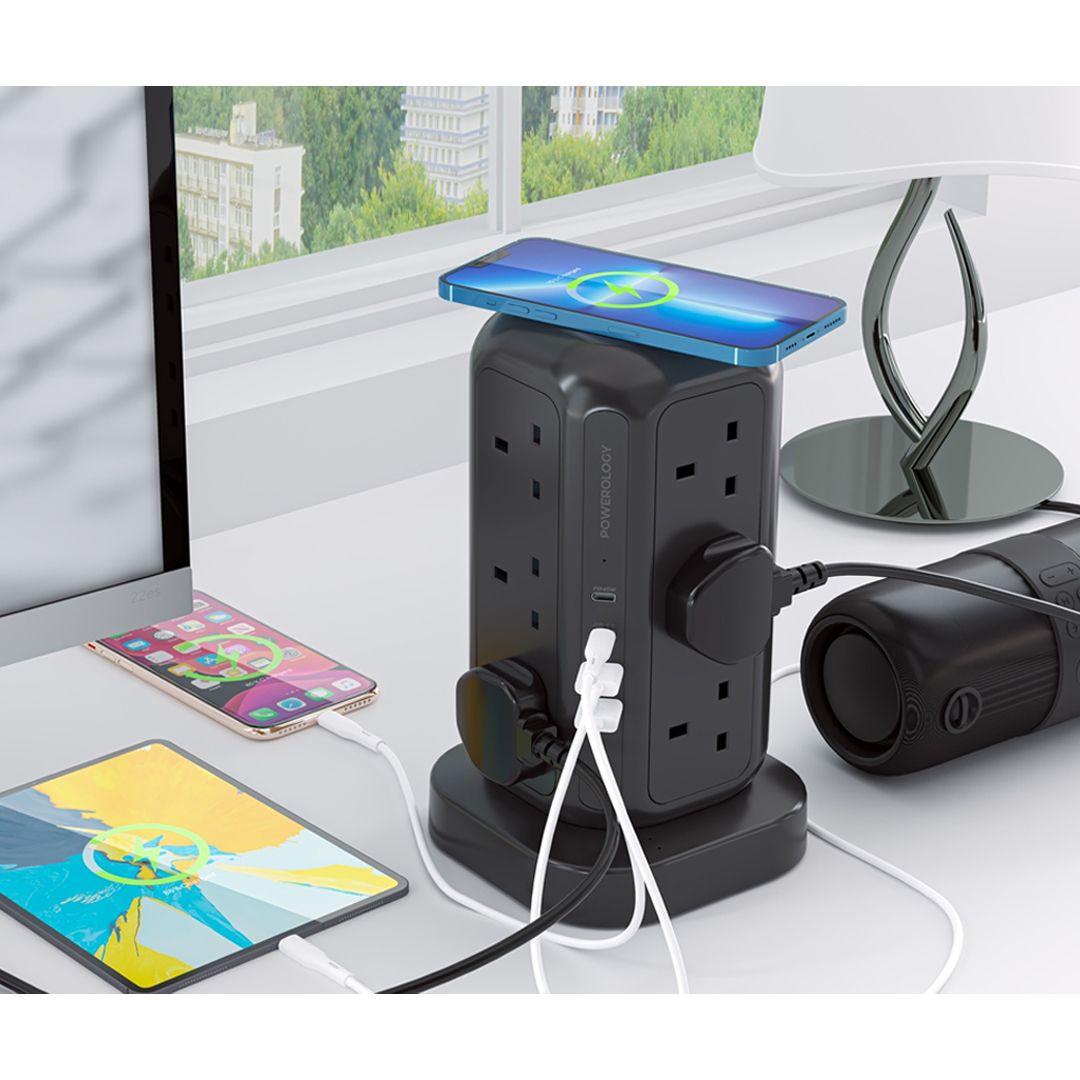 Powerology 12 Socket Multi-Port Tower HUB / Charge