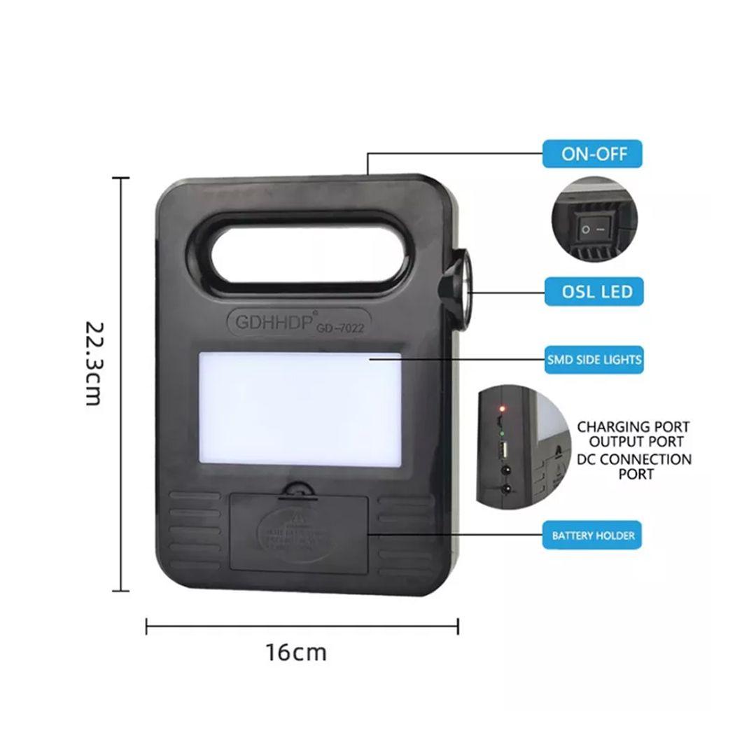 GD-7022 Rechargeable Solar LED Light with USB Cable Energy Saving